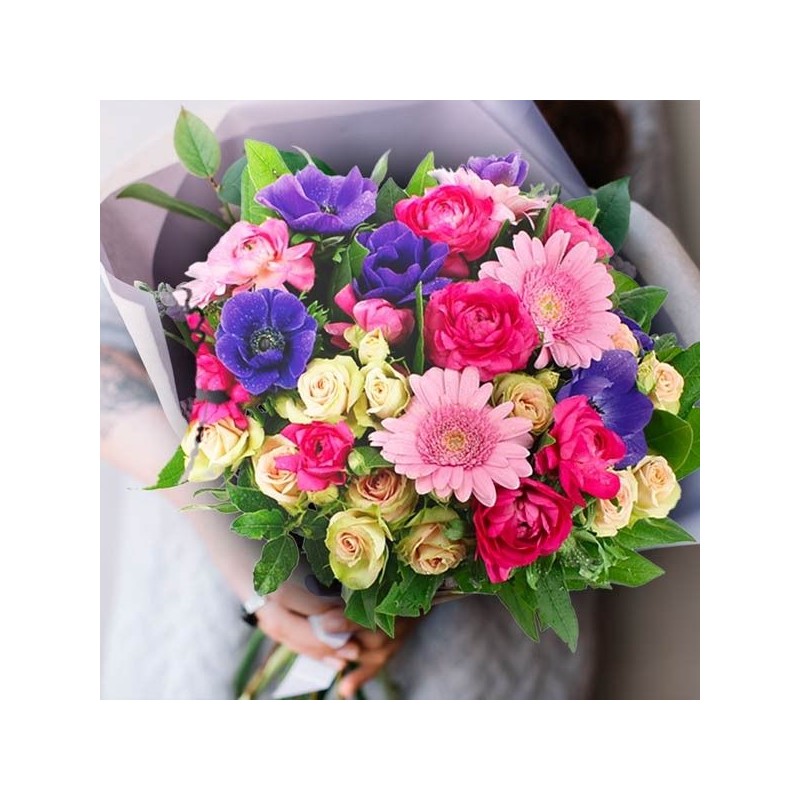 Bouquet "Feu d'artifice" • Rose, Blanc, Mauve